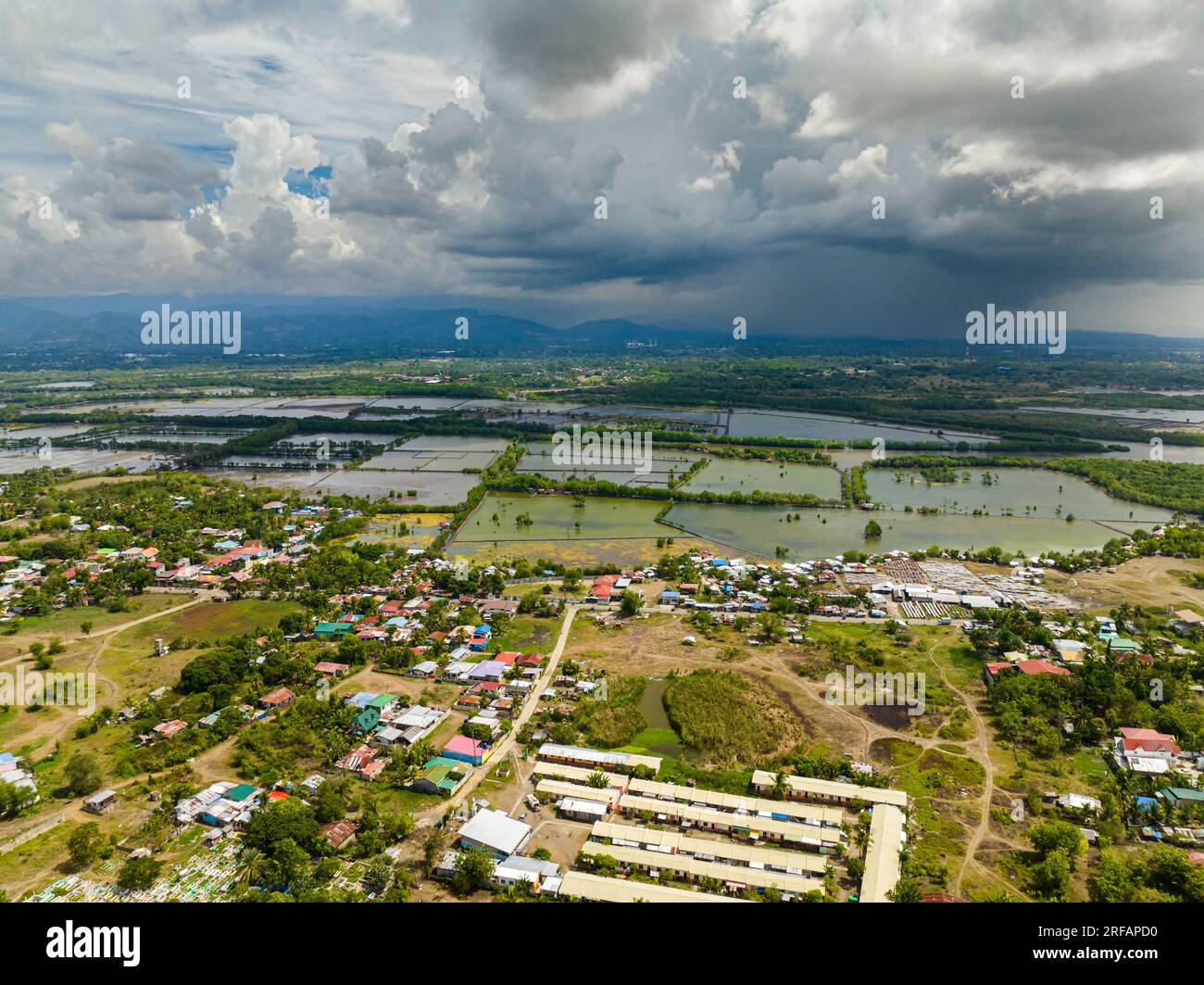 Aquaculture: Fish farm near the village in the Philippines. Blue sky ...