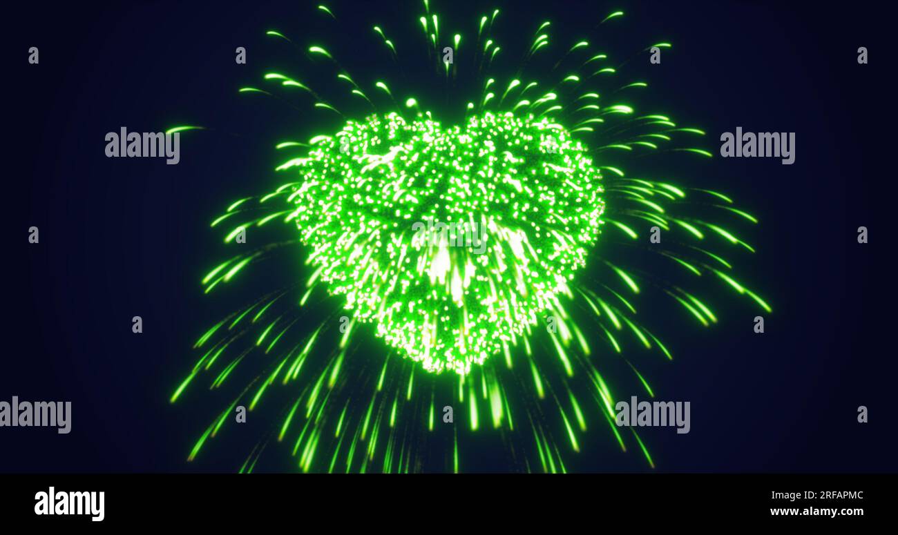 Abstract green fireworks festive fireworks for valentine's day in the ...