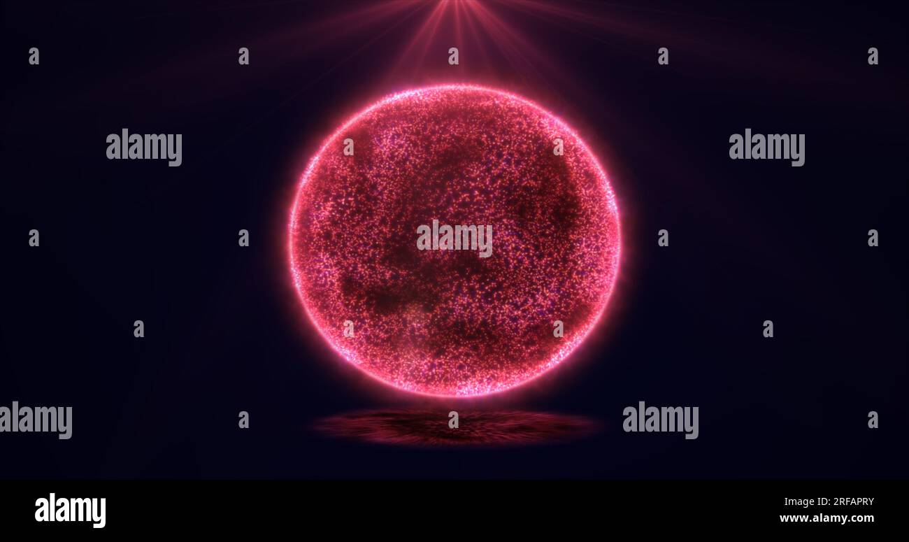 Abstract energy sphere round planet star futuristic cosmic red ...