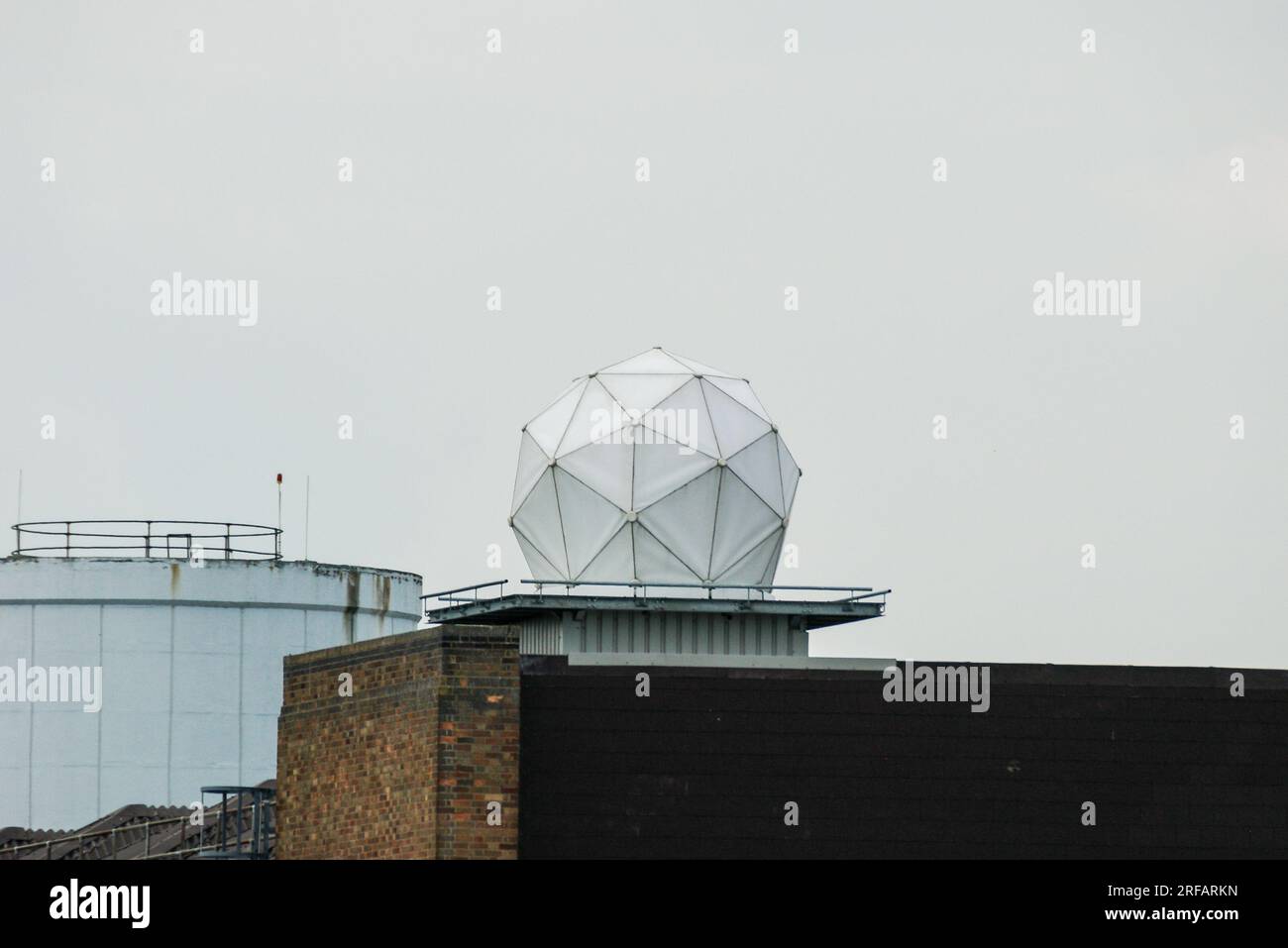 A 'golf ball' dome on a building at RAF Waddington, Lincolnshire, UK ...