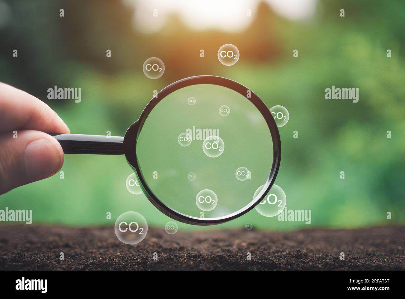 CO2 emission reduction concept, clean and friendly environment without ...