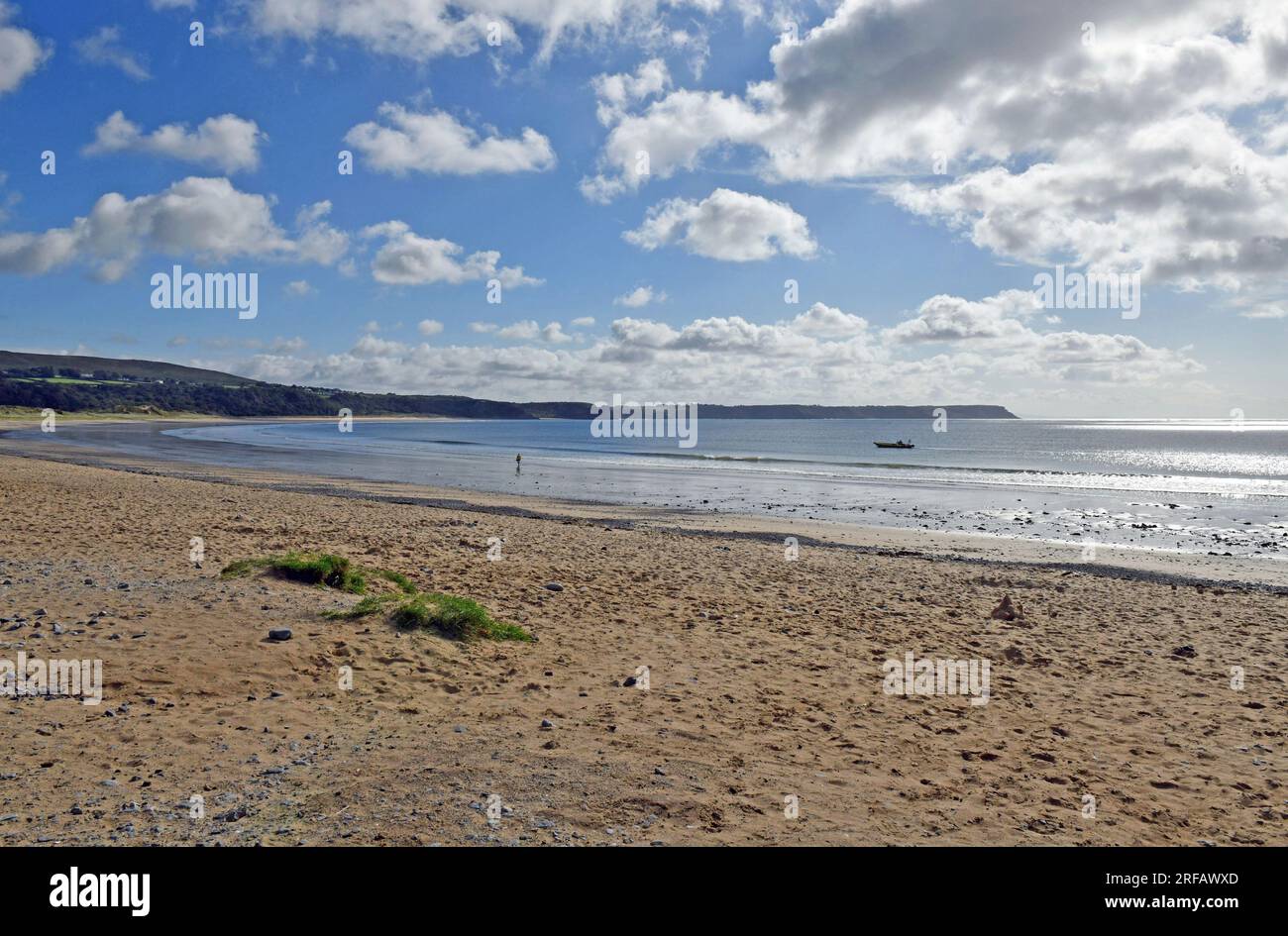 Oxwich Bay down from Oxwich Green with a wide and long expanse of sand ...