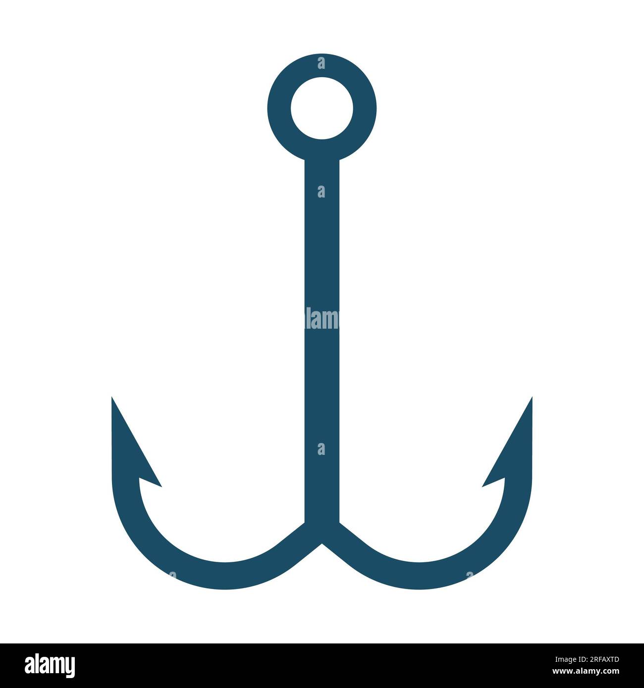 Double fish hook of fisherman on white background. Isolated ...