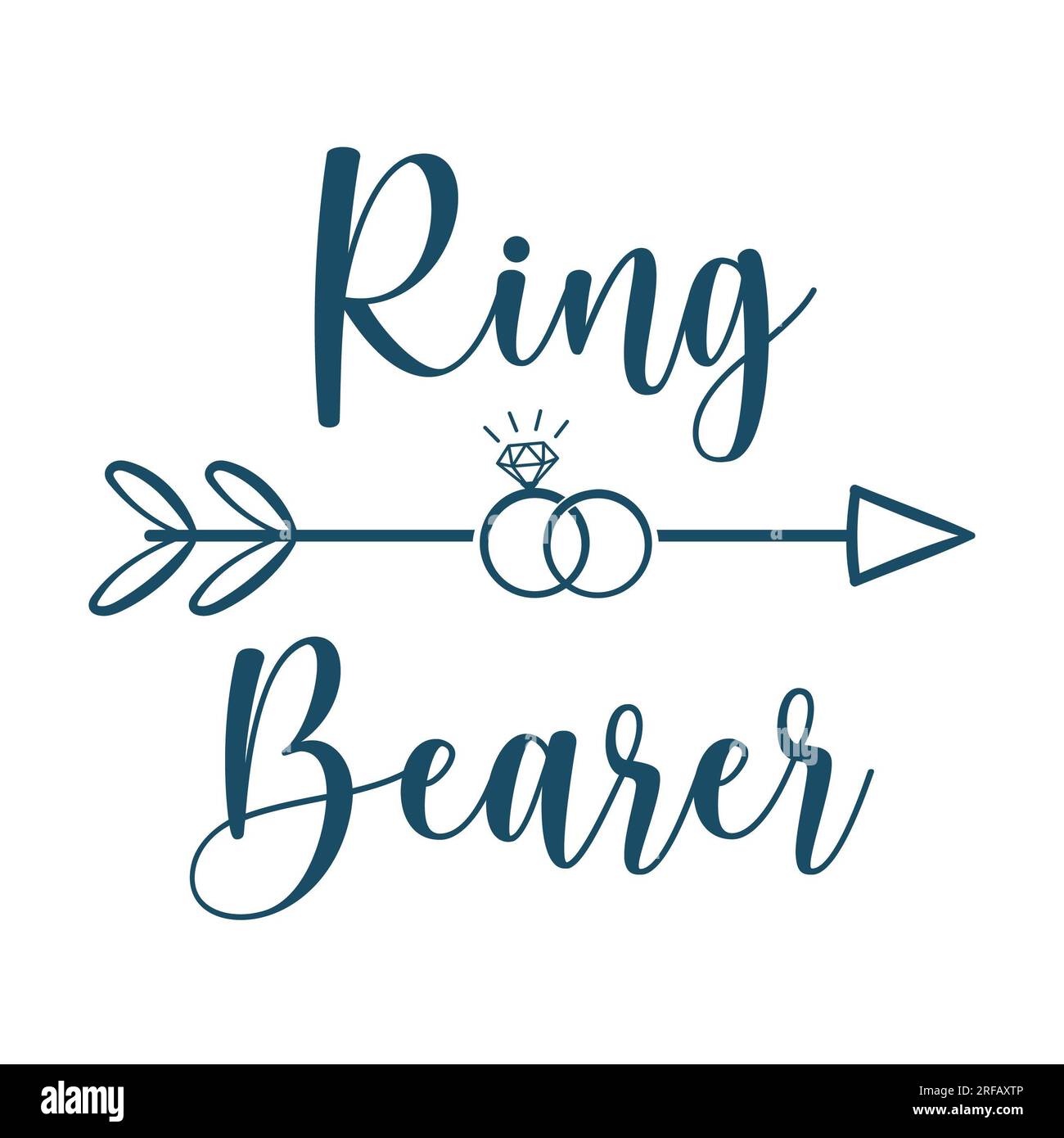Ring Bearer with an doodle arrow and engagement rings on white ...