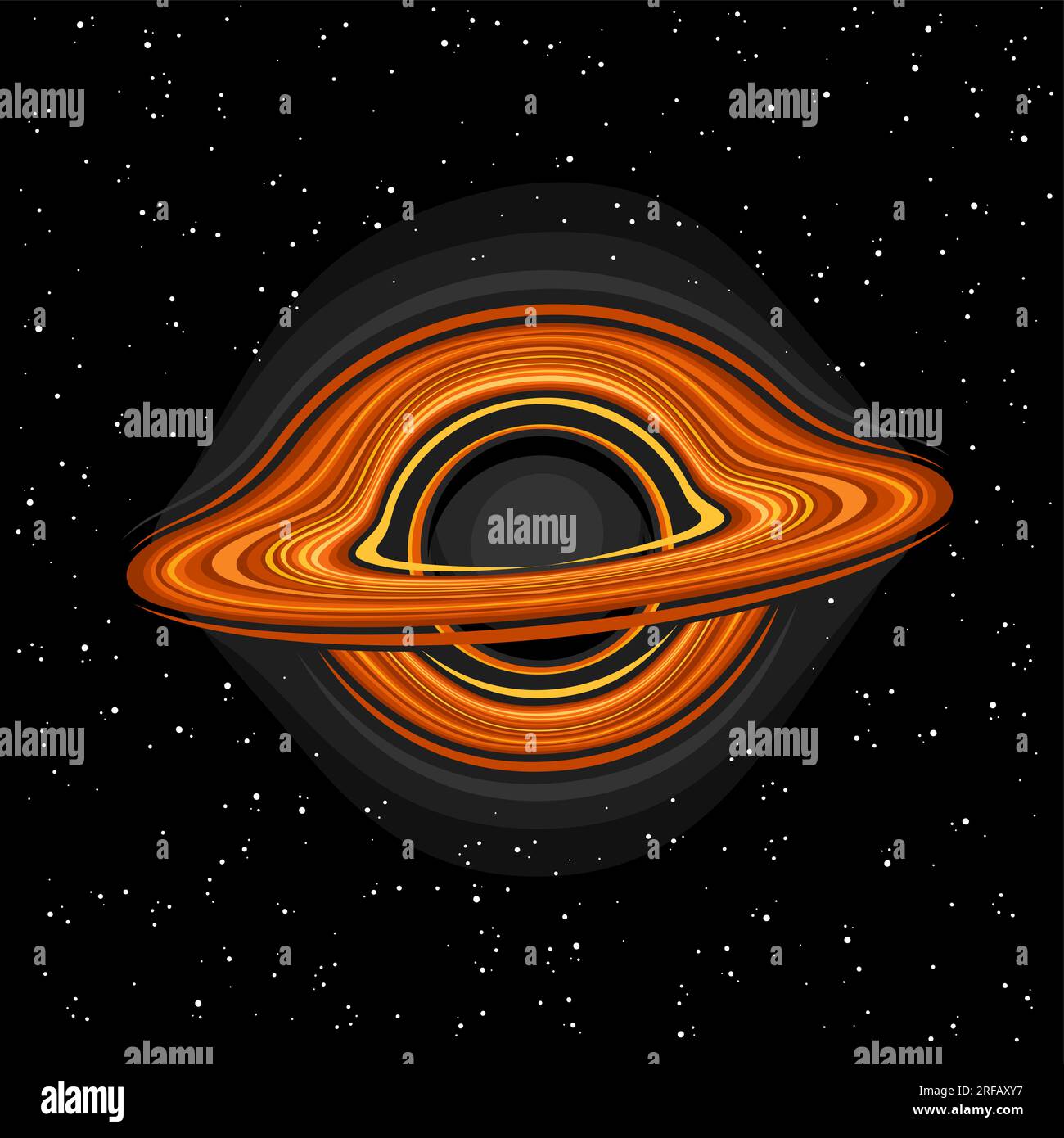 Vector illustration of Black Hole, square astronomical poster with ...