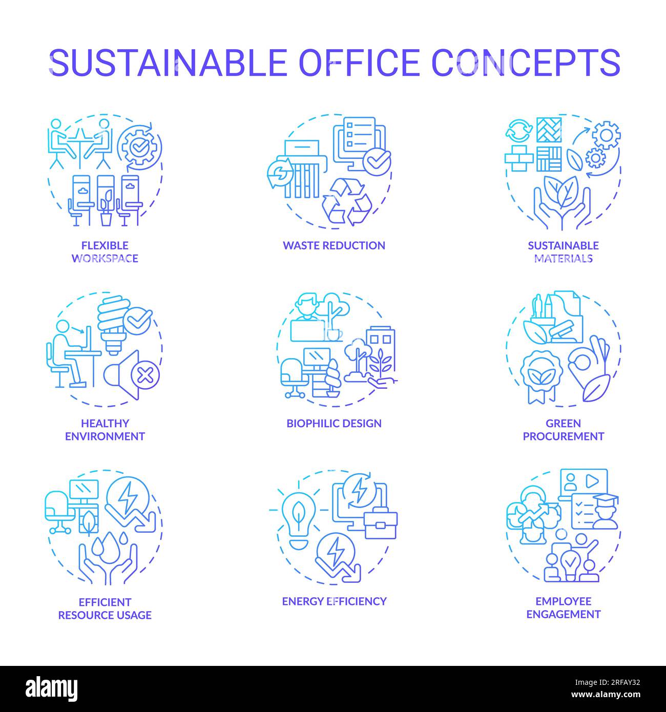 Gradient icons for sustainable office concepts Stock Vector Image & Art - Alamy