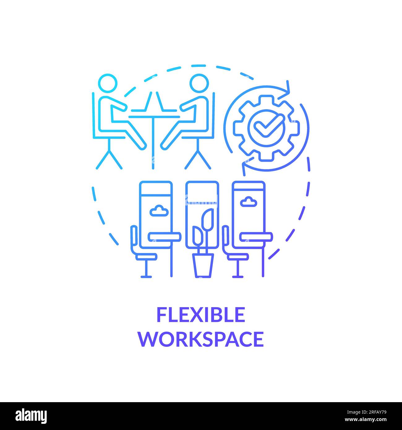 2D gradient flexible workspace line icon concept Stock Vector Image ...