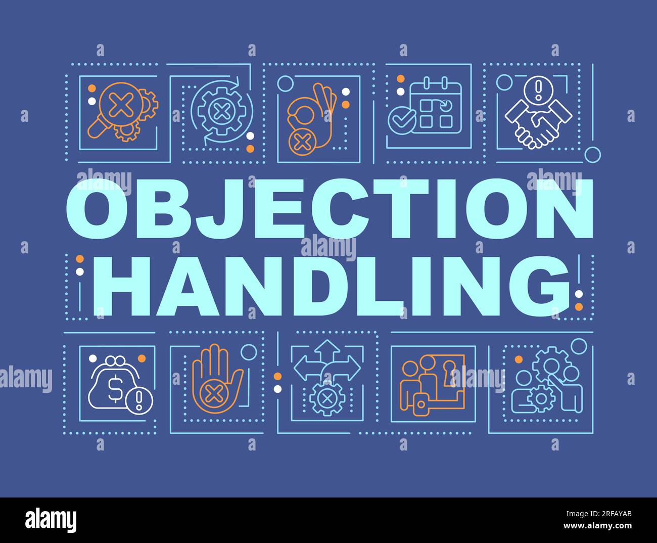 Objection handling word concepts dark blue banner Stock Vector Image & Art - Alamy