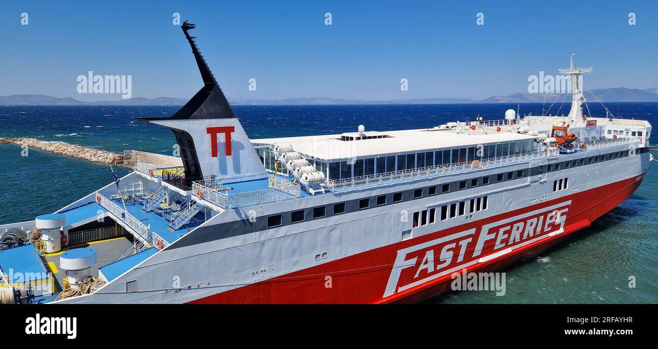 Ferry-boat between Rafina and Andros island, Greece, Southern Europe ...