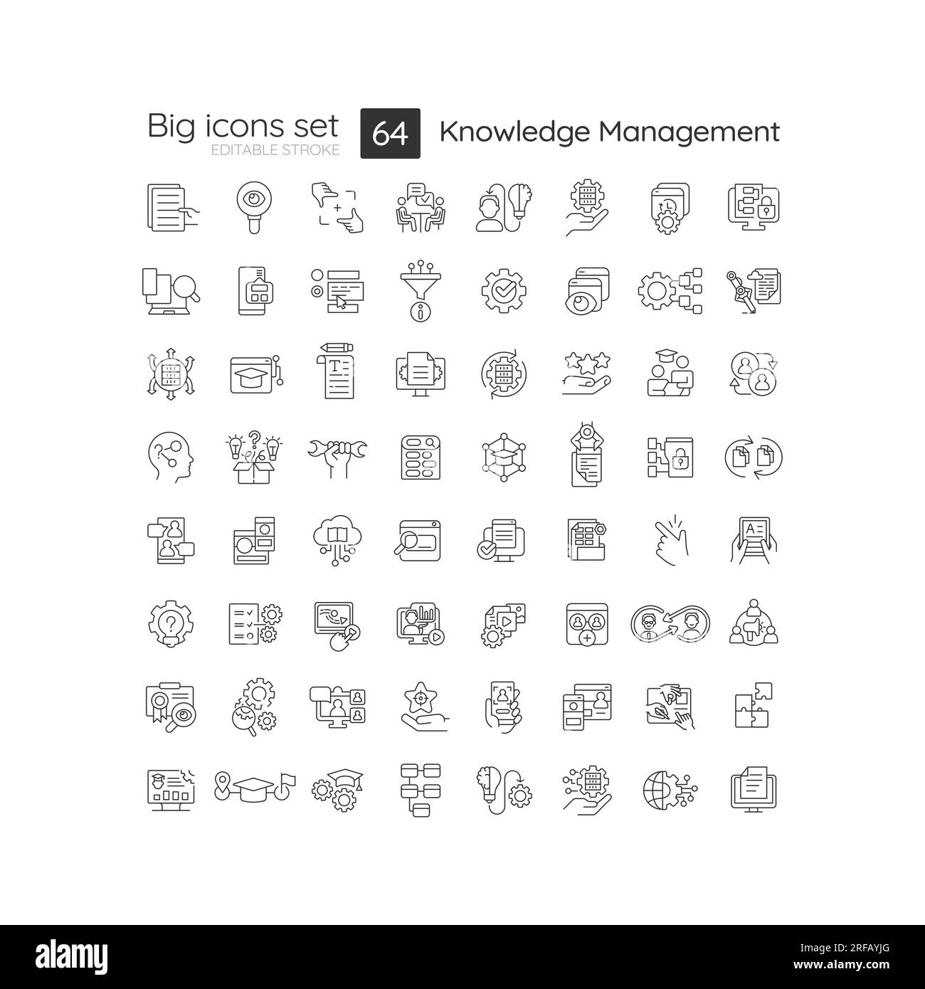 Black big line icon set for knowledge management Stock Vector Image ...