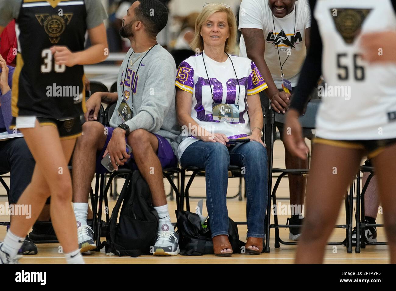 LSU women's head basketball coach Kim Mulkey watches girls high school ...