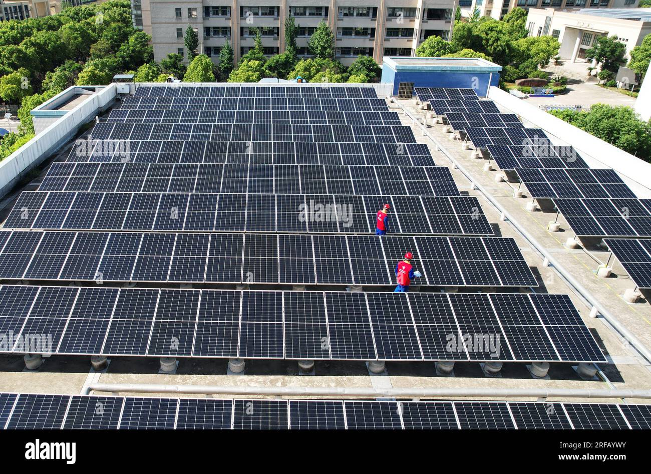HANGZHOU, CHINA - AUGUST 2, 2023 - Employees of a power supply company ...