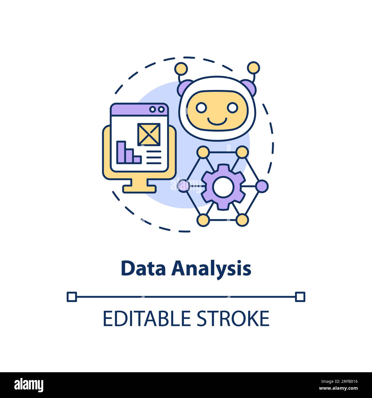 2d Customizable Data Analysis Line Icon Concept Stock Vector Image