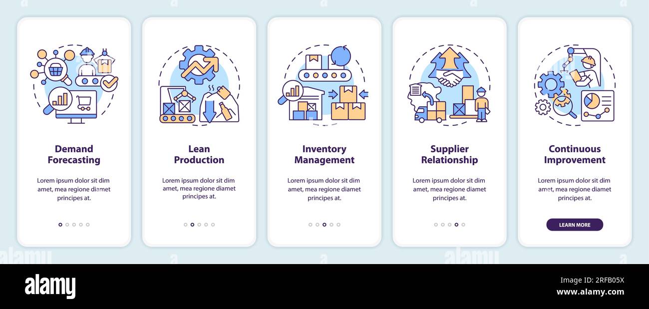 Factory production process icons infographic hi-res stock photography ...
