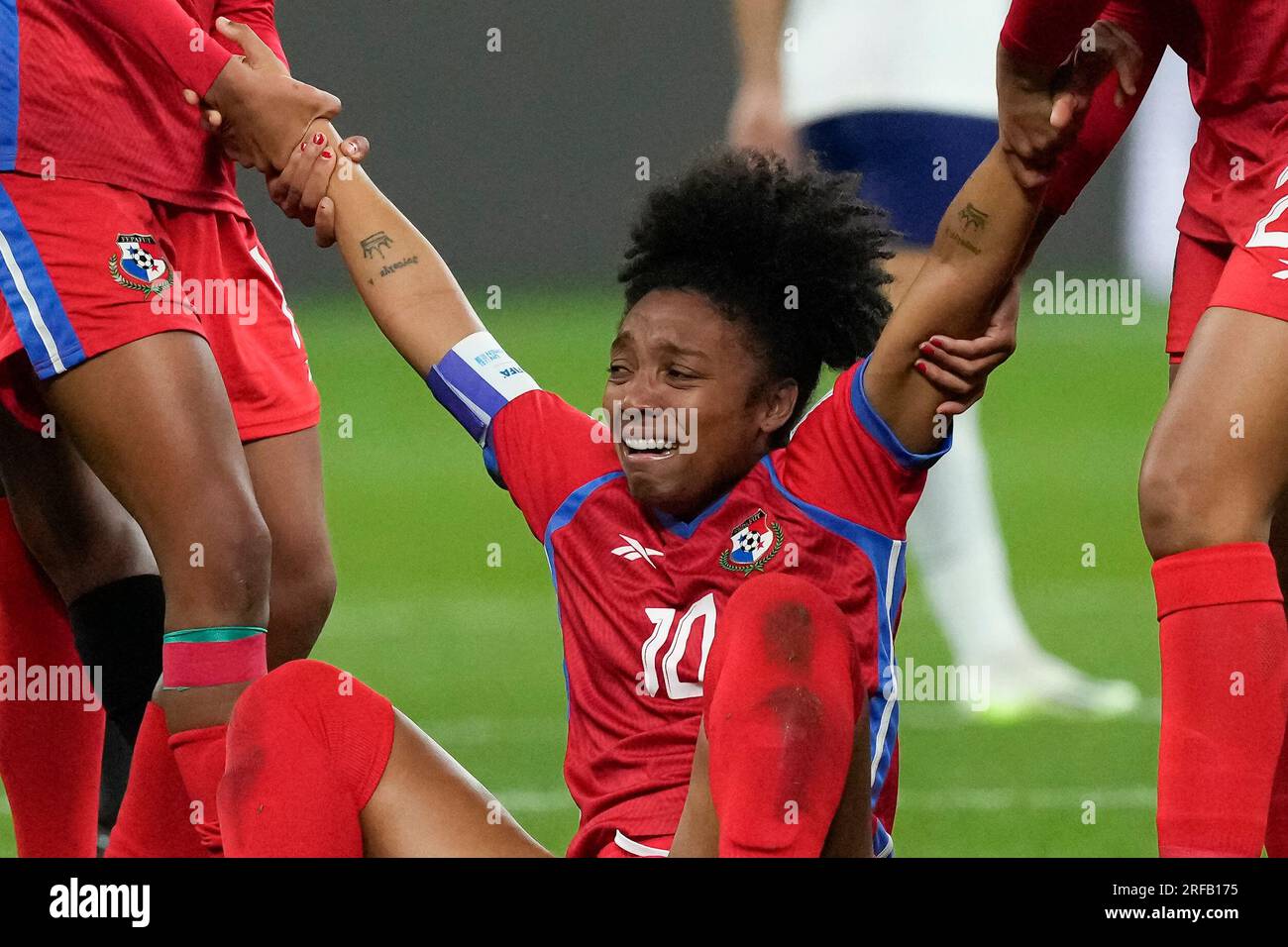 Panama's Marta Cox is overwhelmed by emotion after scoring her side's ...