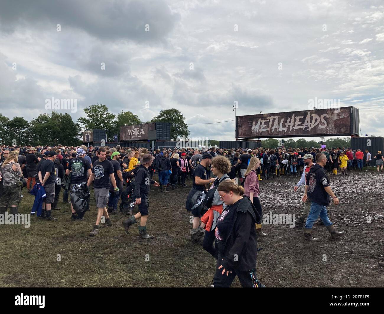 Wacken, Germany. 02nd Aug, 2023. Visitors of the festival at the main ...