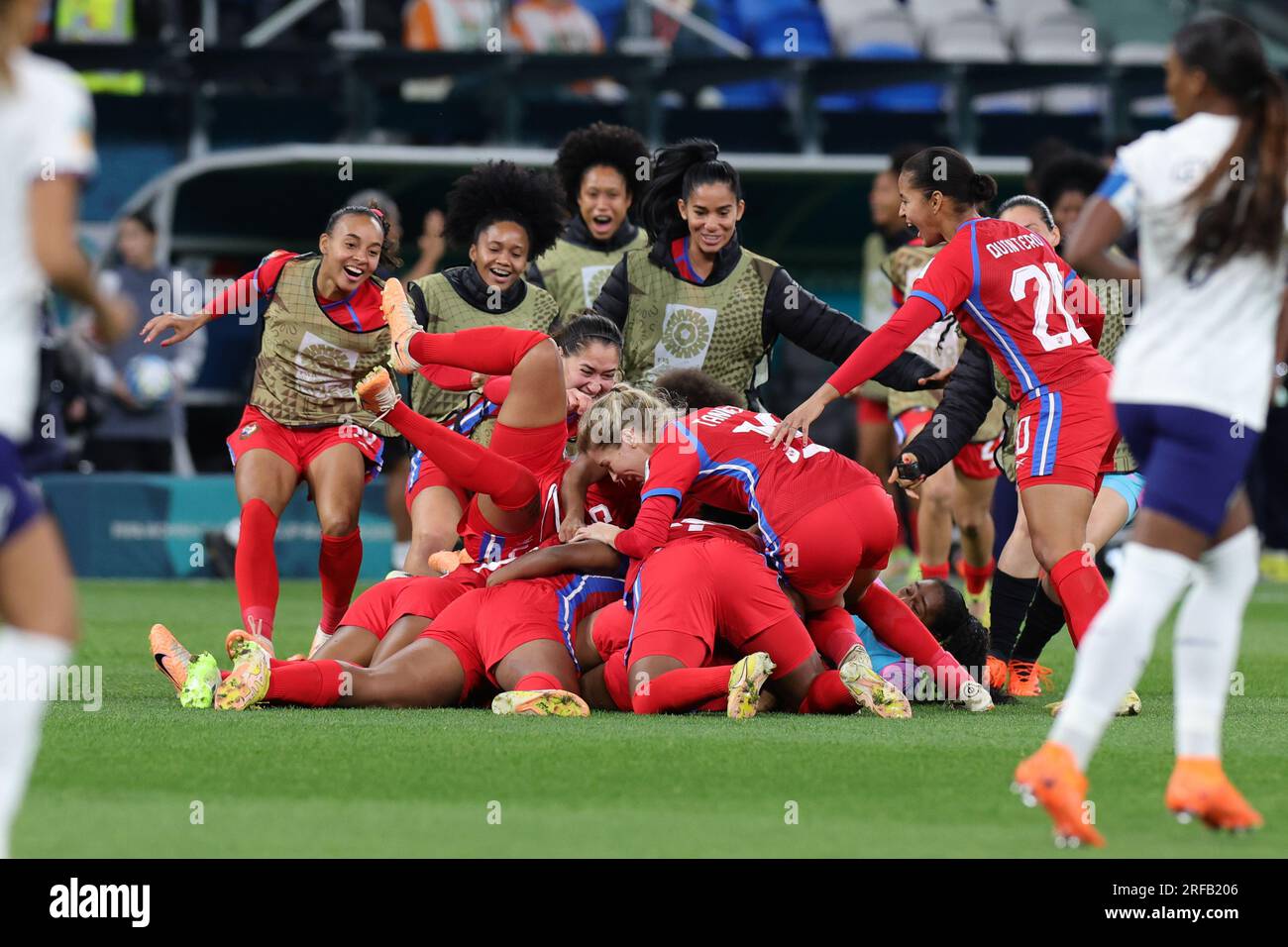Sydney, Australia. 02nd Aug, 2023. Panama players celebrate goal scored ...