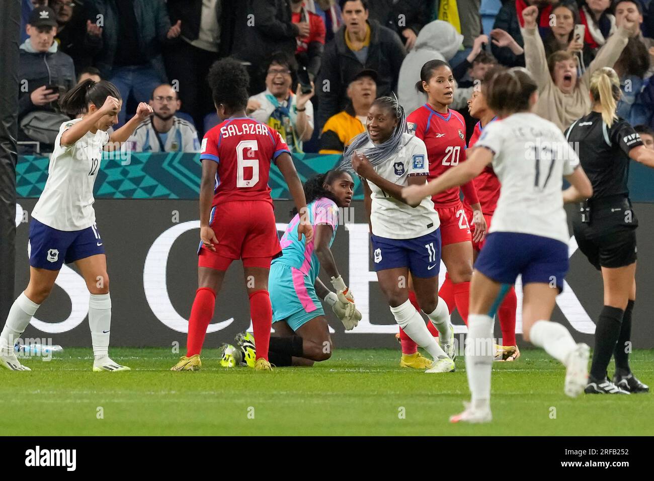 France's Kadidiatou Diani, center right, celebrates after scoring her ...