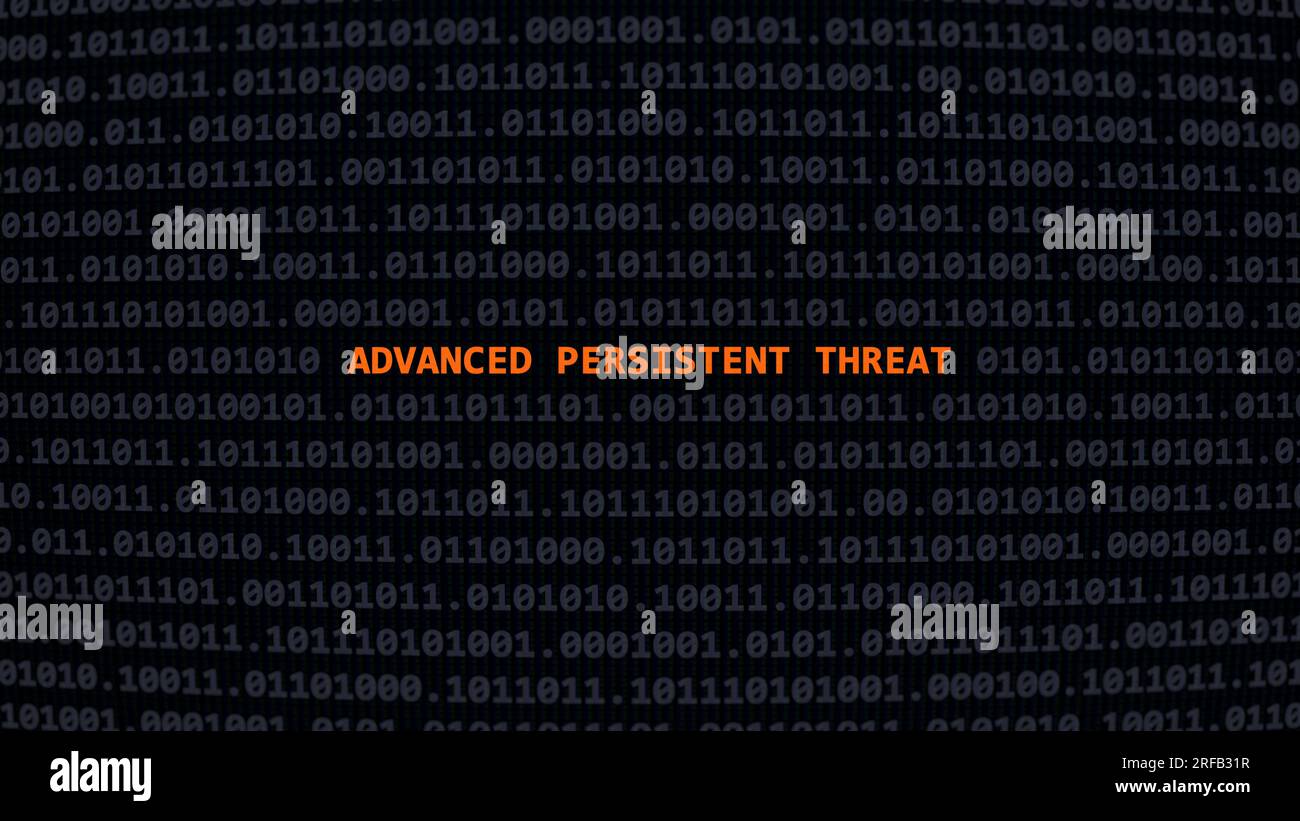 Cyber attack advanced persistent threat. Vulnerability text in binary system ascii art style ...