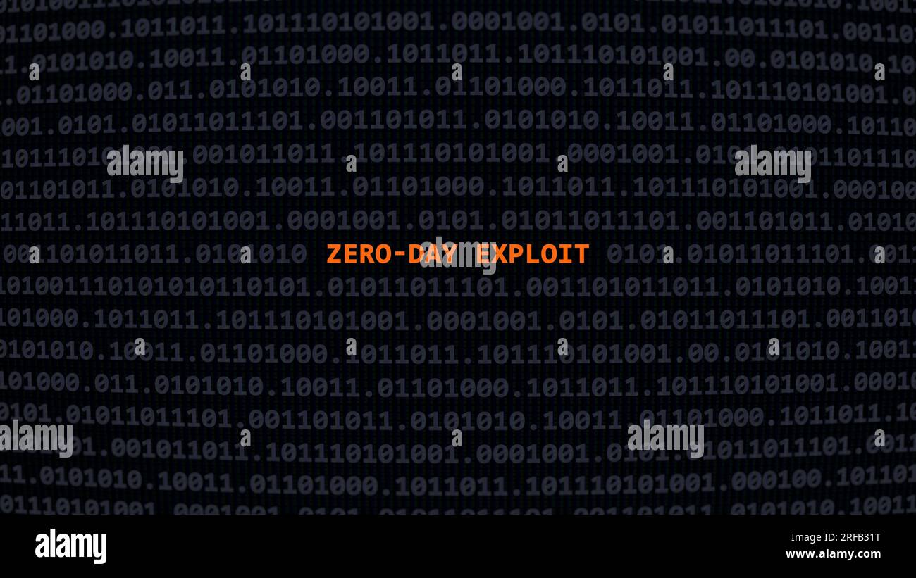 Cyber Attack Zero Day Exploit Vulnerability Text In Binary System Ascii Art Style Code On