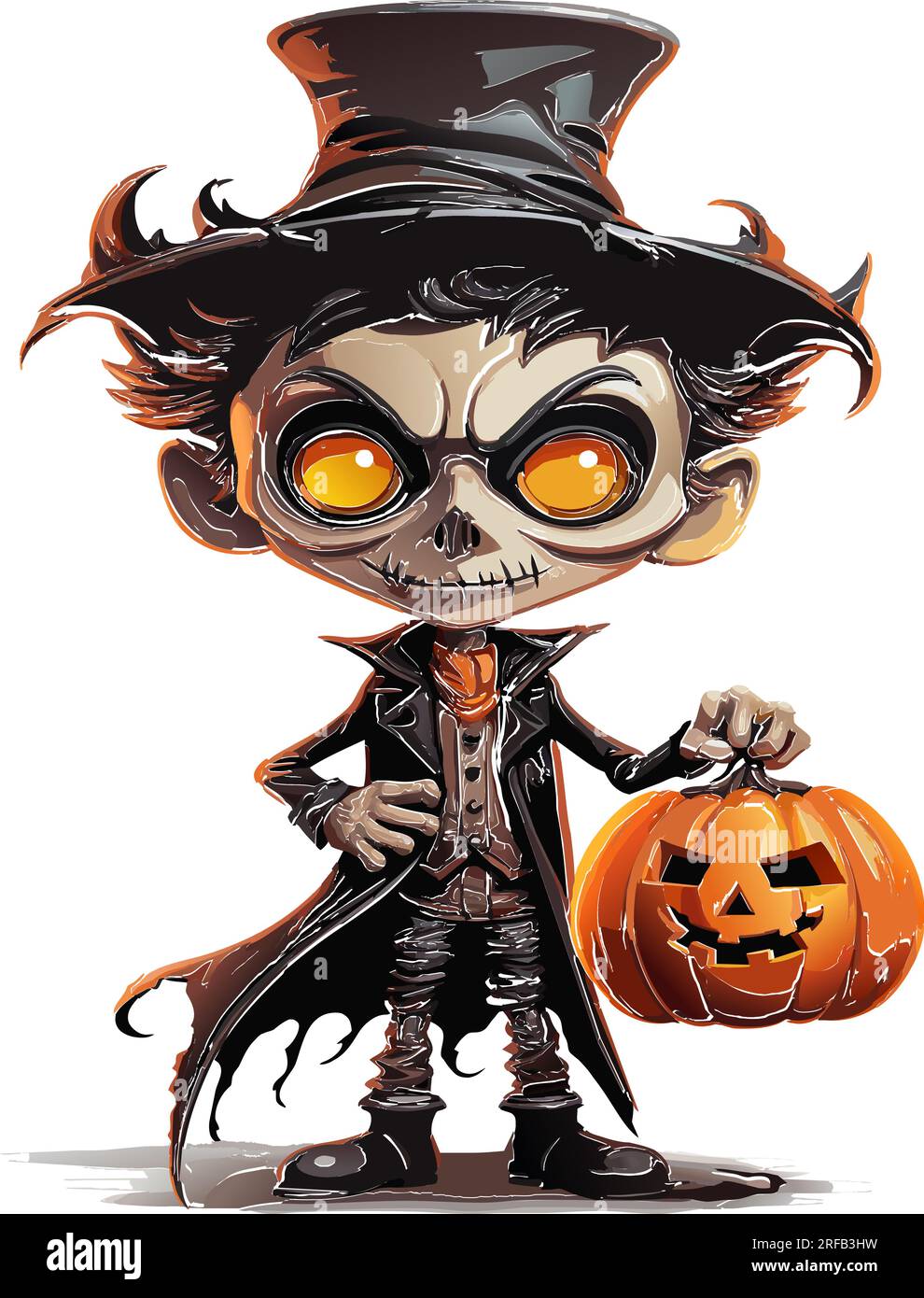 vector halloween skeleton man with bright eyes. smiling jack o lantern ...