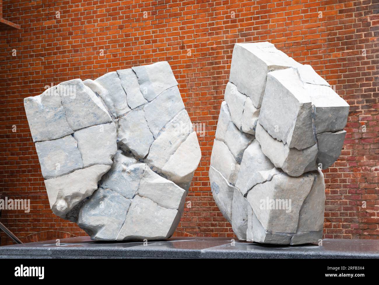 A statue of two large broken granite slabs n London, UK Stock Photo - Alamy