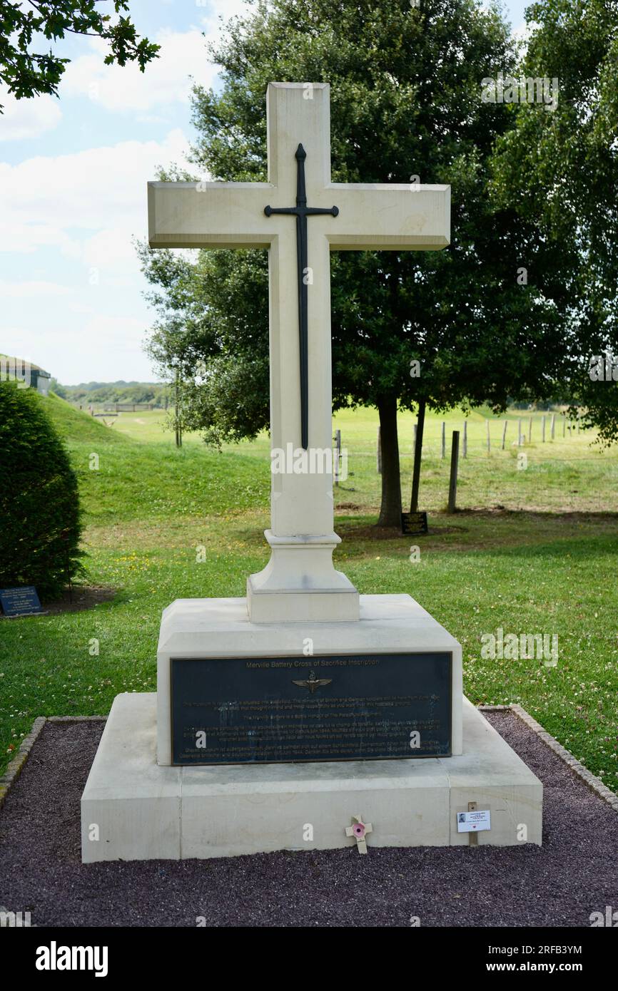 The Cross of Sacrifice at The Merville Gun Battery Stock Photo - Alamy