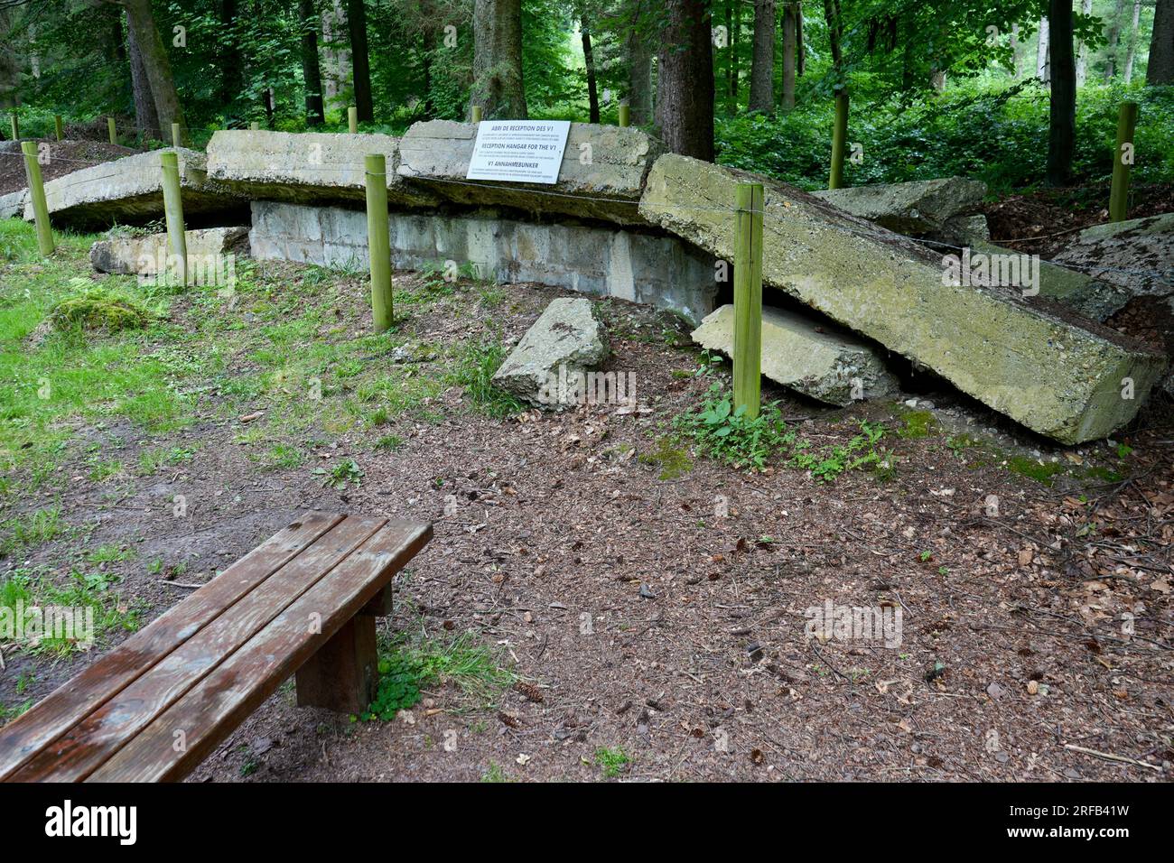 Damaged WW2 German structures at The V1 launch site Val Ygot d'Ardouval ...