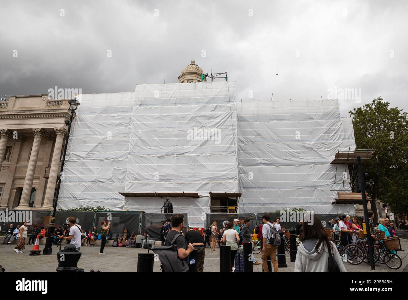 The National Gallery covered in Scaffolding in London, UK Stock Photo ...