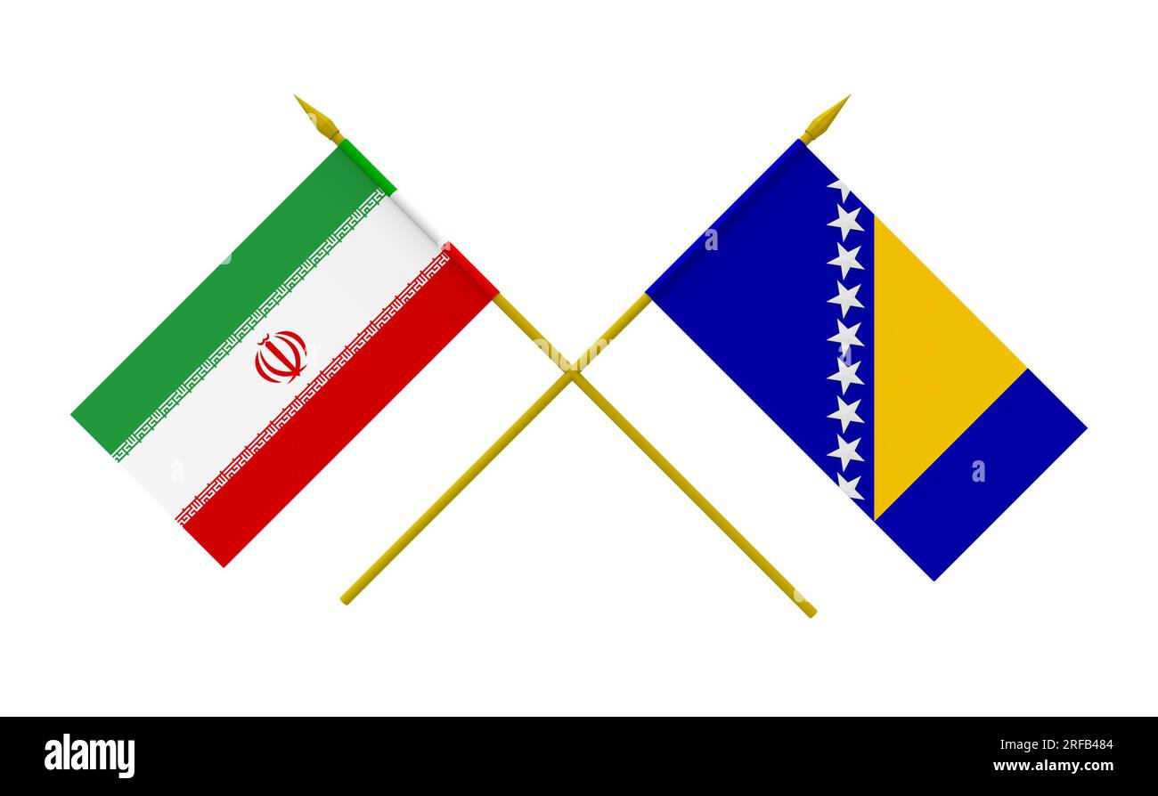 Flags of Iran and Bosnia and Herzegovina, 3d render, isolated Stock ...