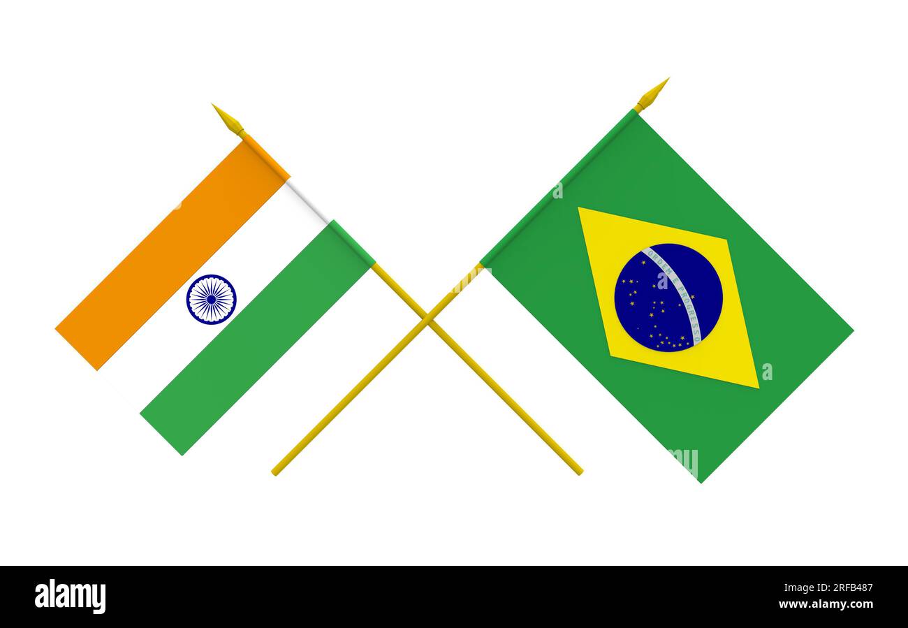 Flags of Brazil and India, 3d render, isolated Stock Photo - Alamy