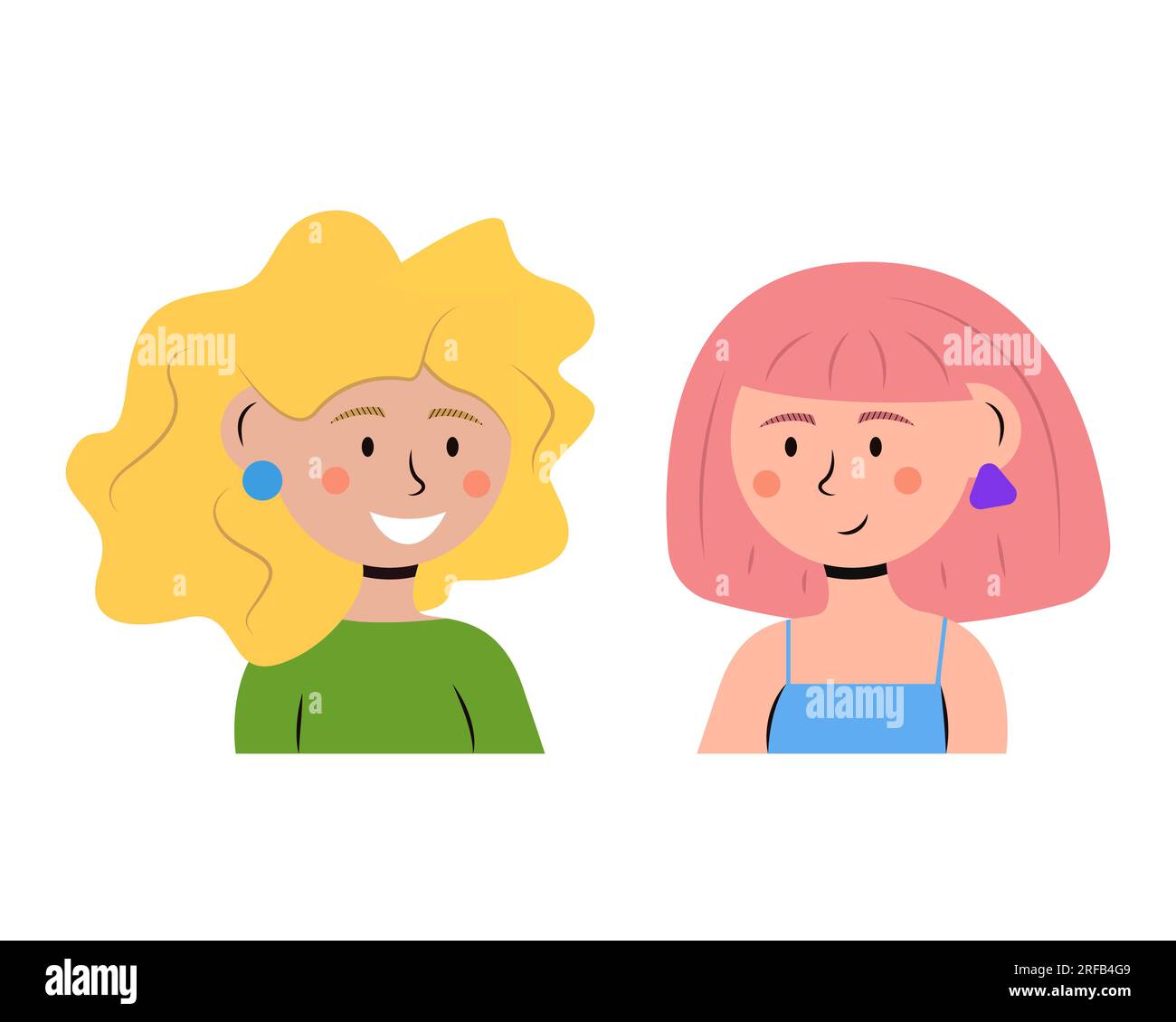 Two women talking to each other. Happy female friends have a ...