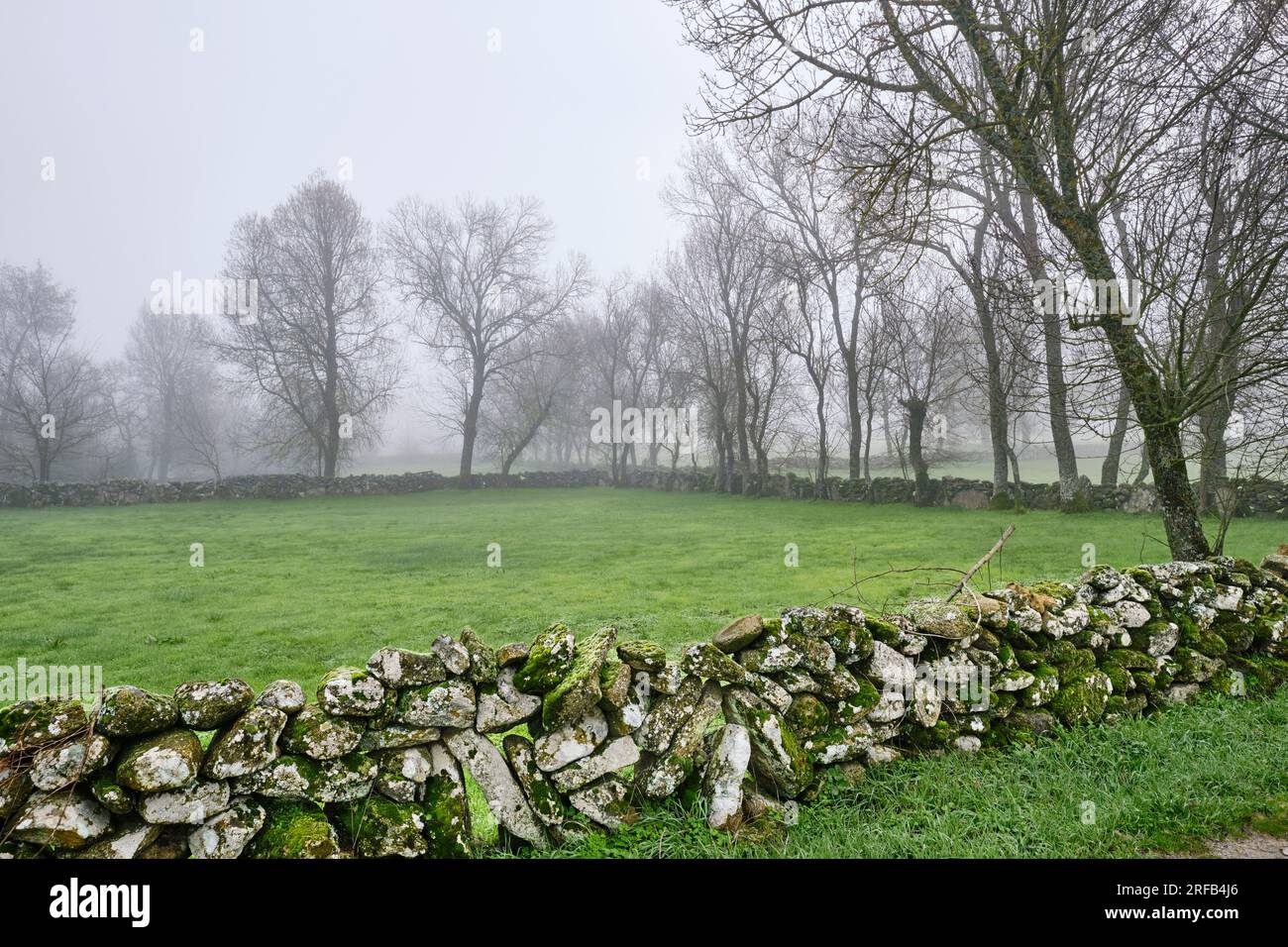 Traditional stone wall at Vila Cha da Braciosa. Miranda do Douro, Tras ...