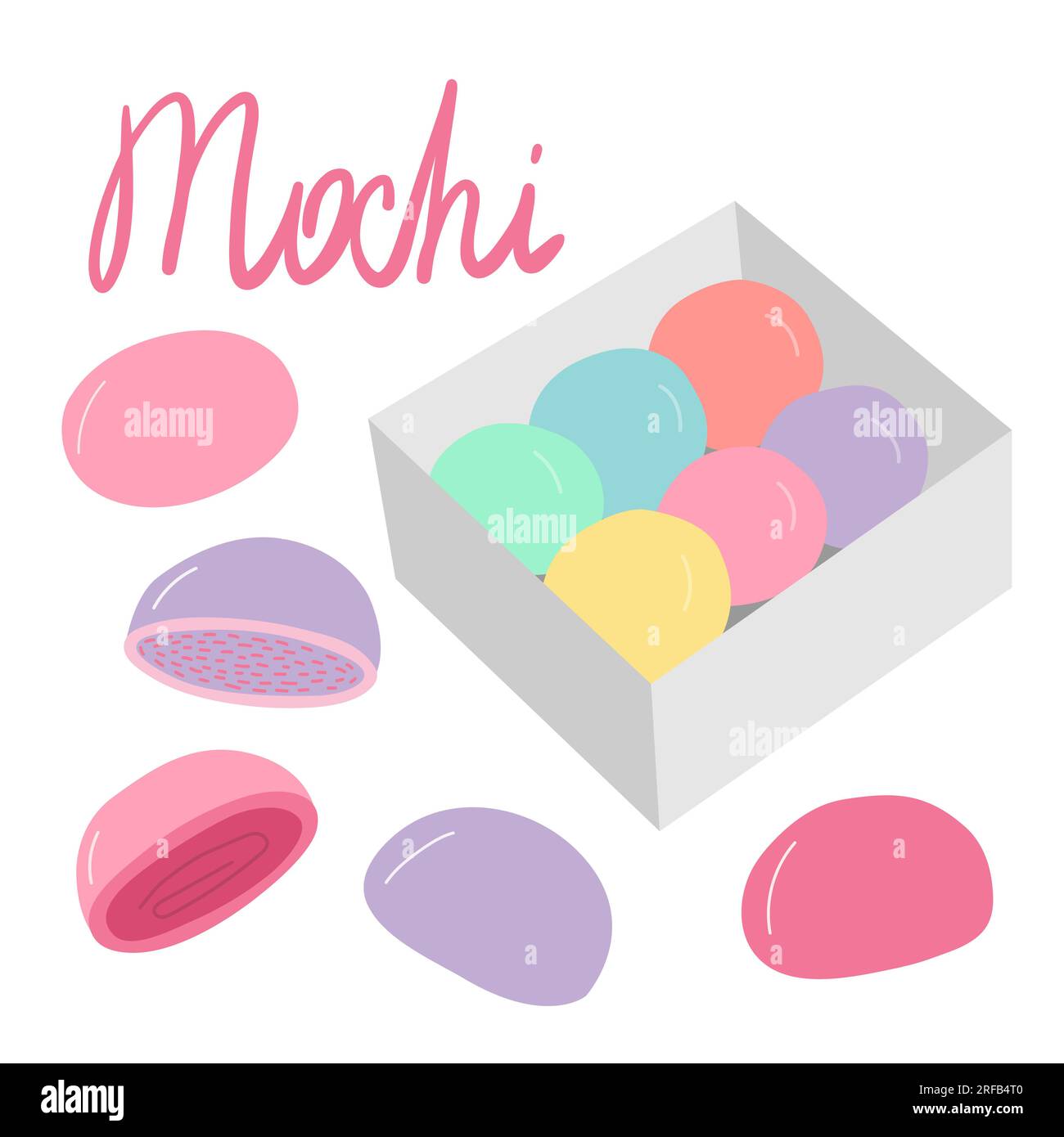 Flat mochi dessert set Stock Vector Image & Art - Alamy