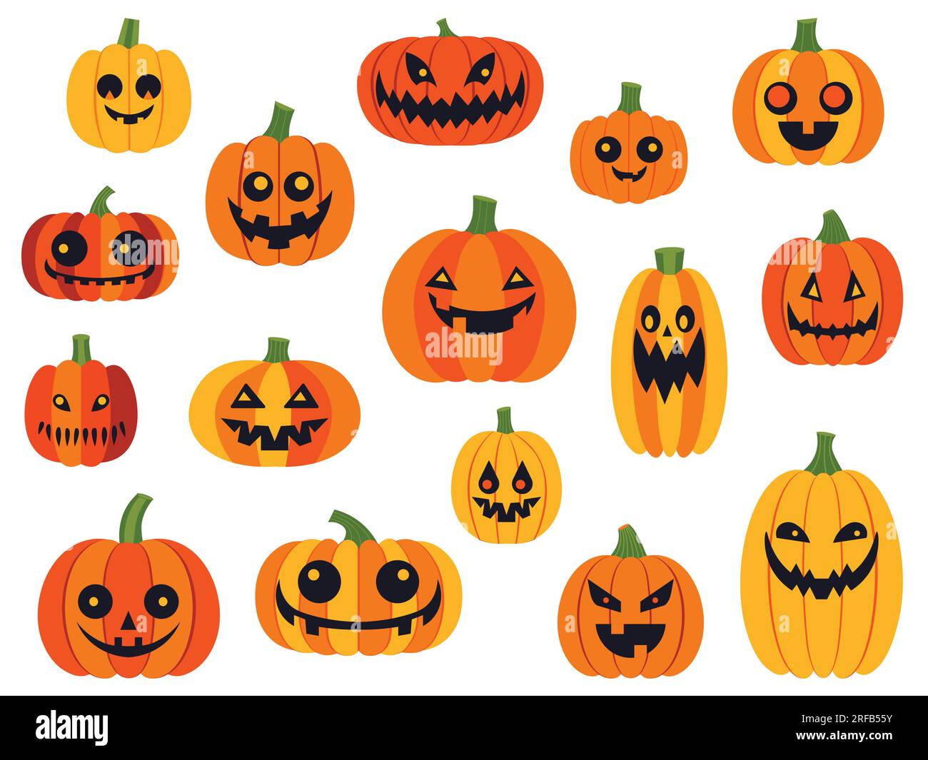 Halloween Carved Pumpkins Set Stock Vector Image & Art - Alamy
