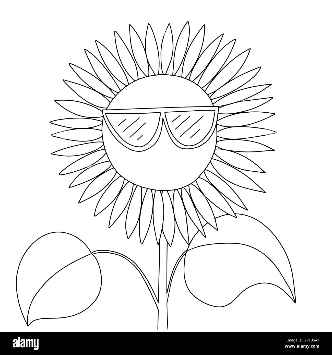 Coloring page with cute sunflower Stock Vector Image & Art - Alamy