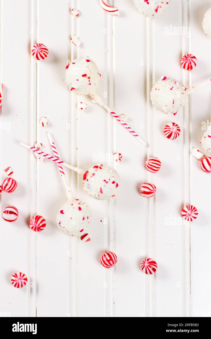 Peppermint chocolate cake pops Stock Photo - Alamy