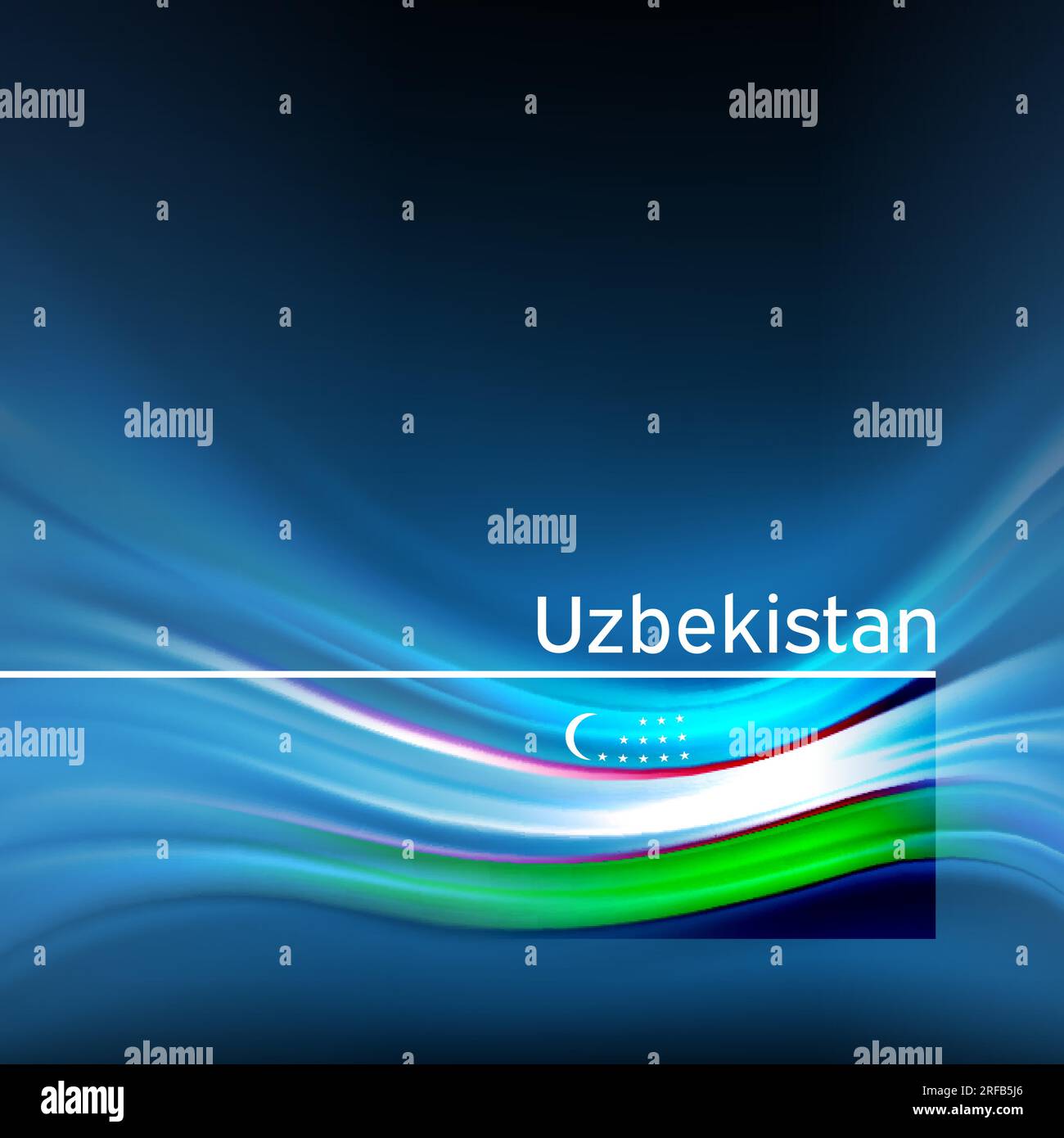 Uzbekistan flag background. Abstract uzbek flag in the blue sky ...