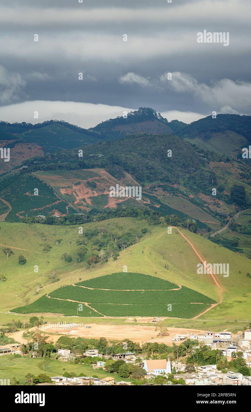 Spectacular Coffee Mountains Landscape in a Blossoming Valley Stock ...