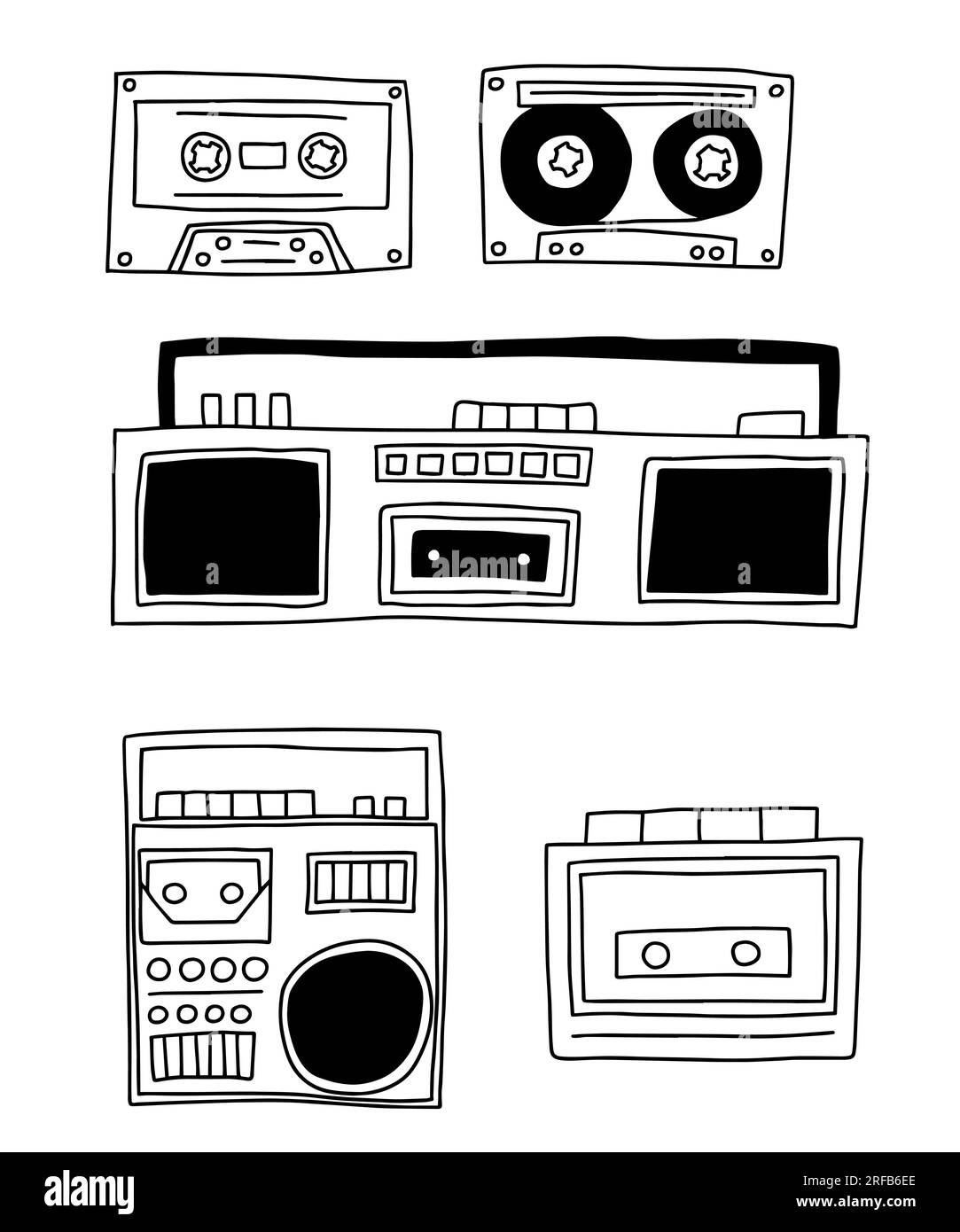Doodle set of old school tape recorders Stock Vector Image & Art - Alamy