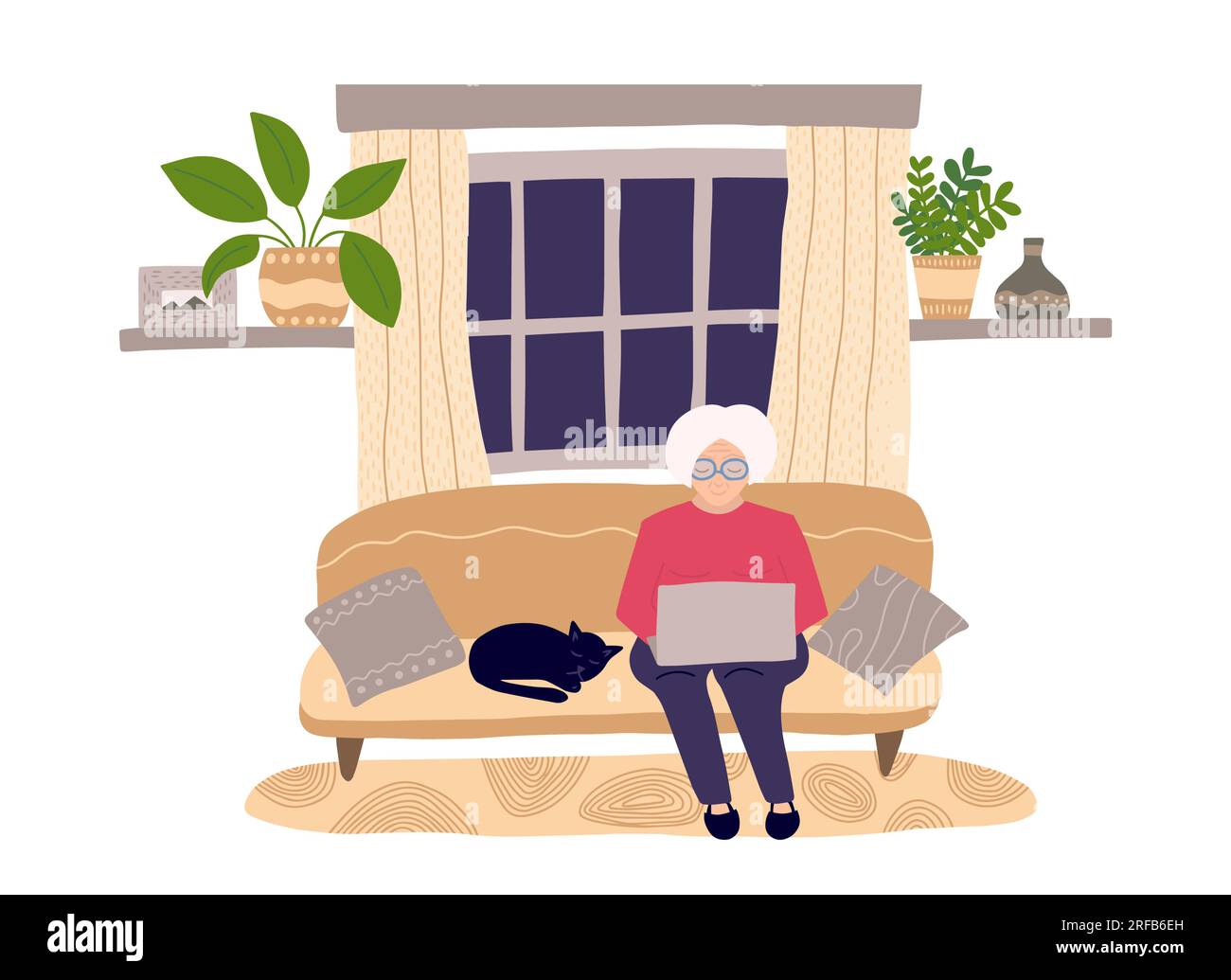 Cat using computer laptop Stock Vector Images - Alamy