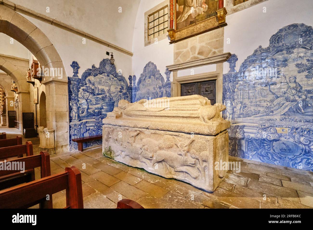 The tomb of D. Pedro Afonso, Count of Barcelos and bastard son of King Dom Dinis, in the Church ...