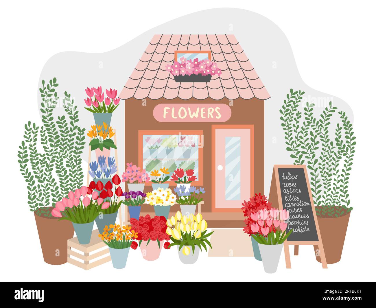 Floral market facade interior Stock Vector Image & Art - Alamy