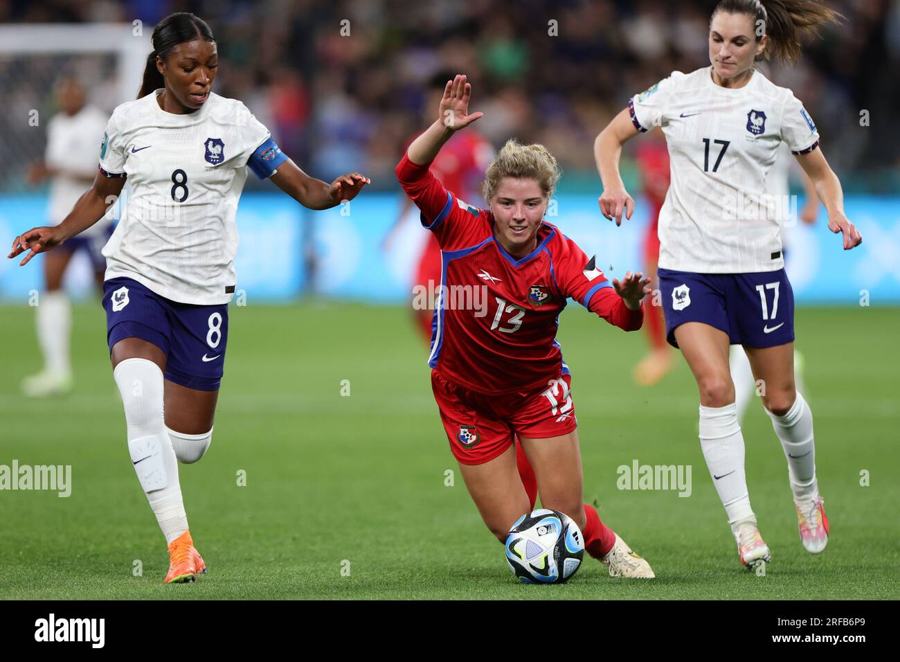 Sydney, Australia. 02nd Aug, 2023. Riley Tanner of Panama is fouled by ...