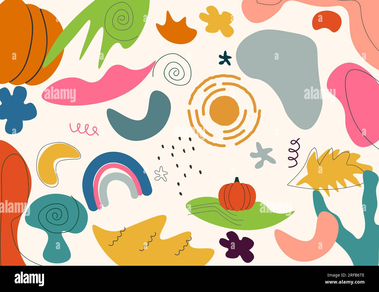 Set of abstract autumn shapes. Set of design elements similar to plants ...