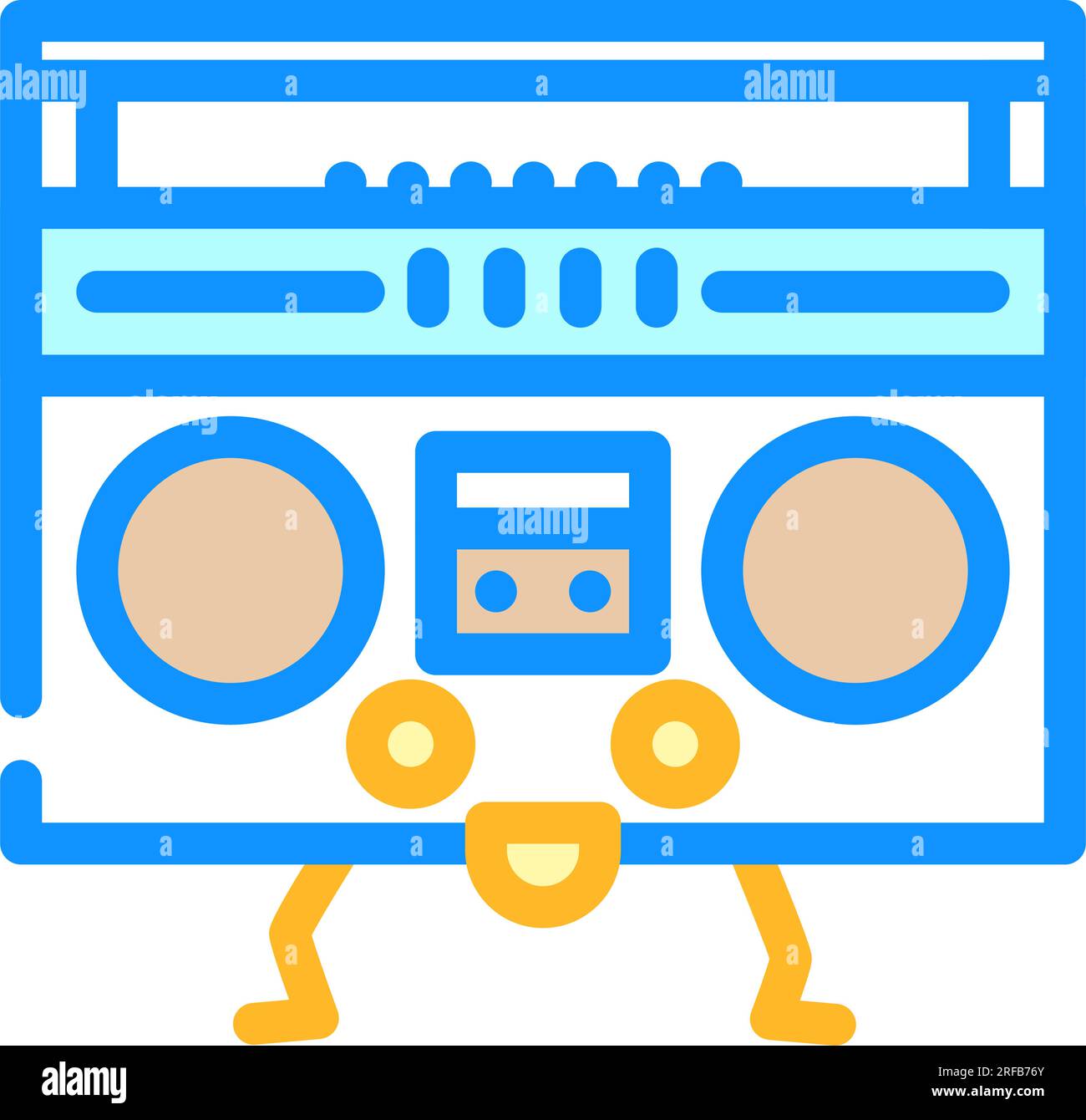 boombox character retro music color icon vector illustration Stock ...