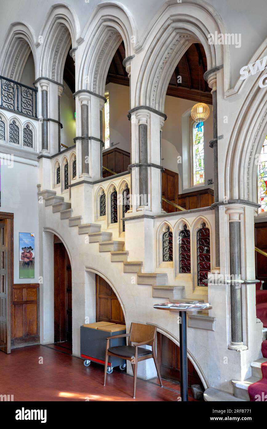 Grand arched stairway of the Swan Theatre Interior, Royal Shakespeare ...