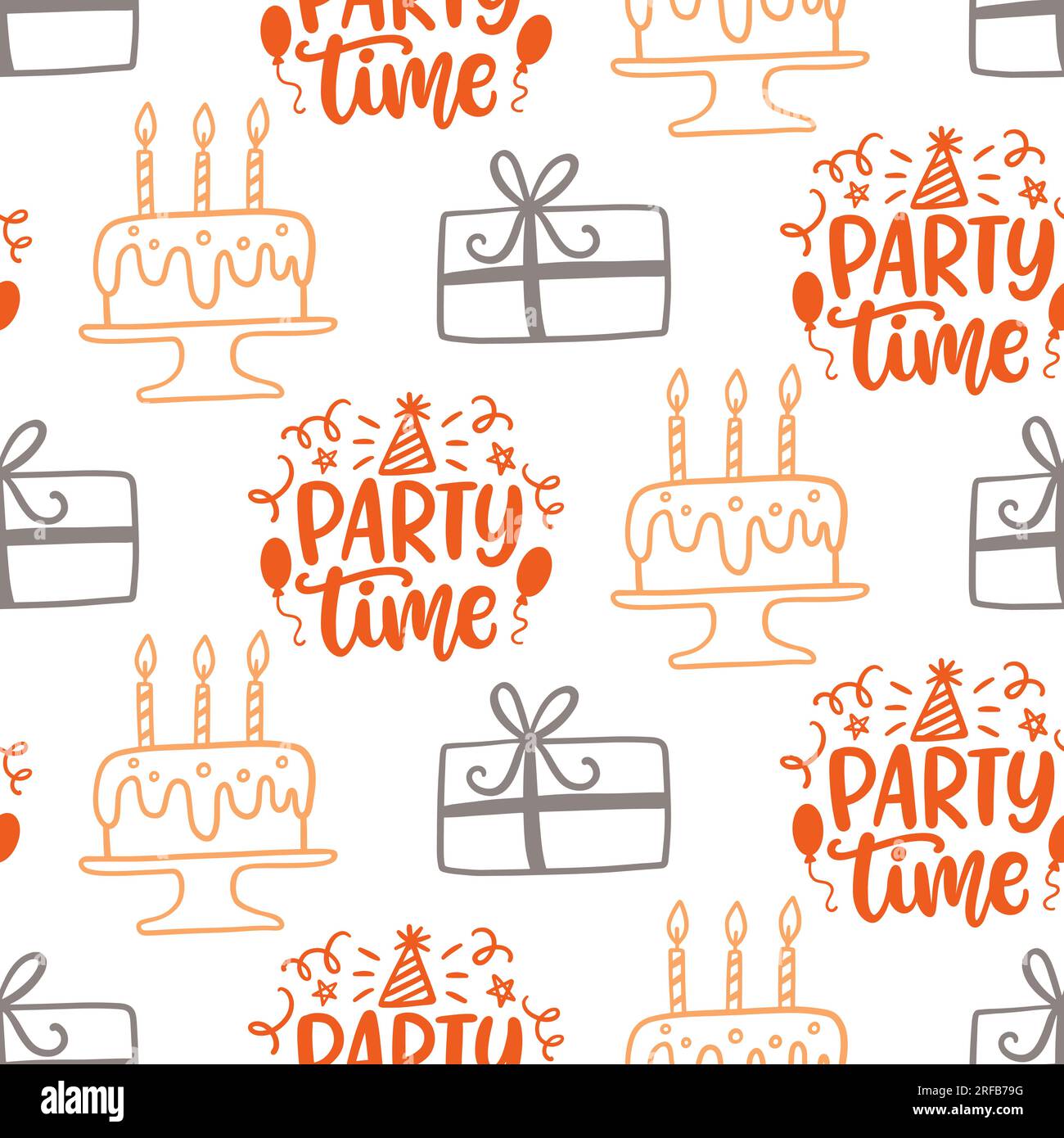Birthday Seamless Pattern. Party Time Vector Print Stock Vector Image ...