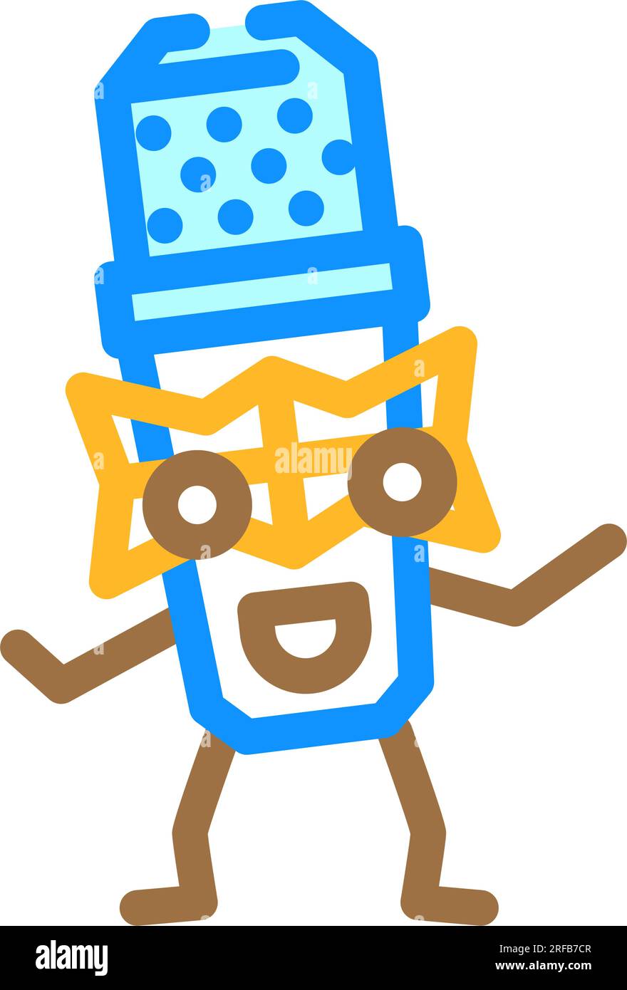 microphone character retro music color icon vector illustration Stock ...