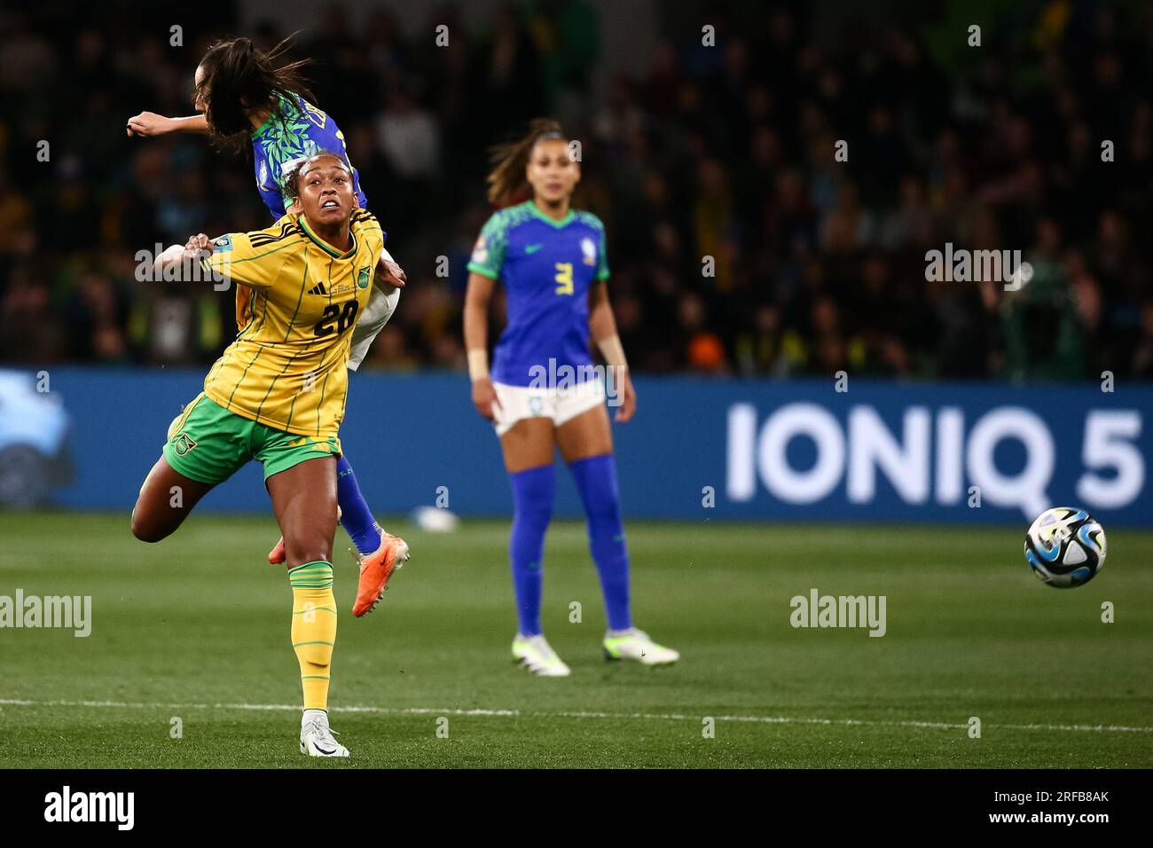 Melbourne, Australia, 2 August, 2023. Atlanta Primus of Jamaica heads ...